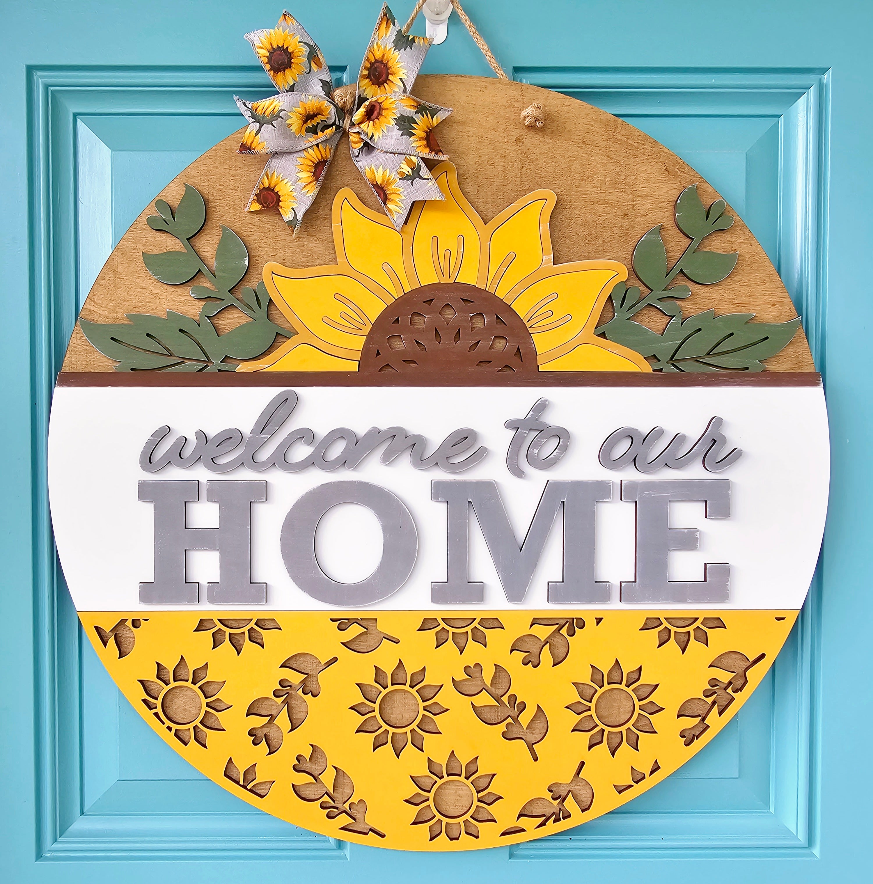 Welcome to our Home Sunflower Door Hanger – Teal Moon Creations