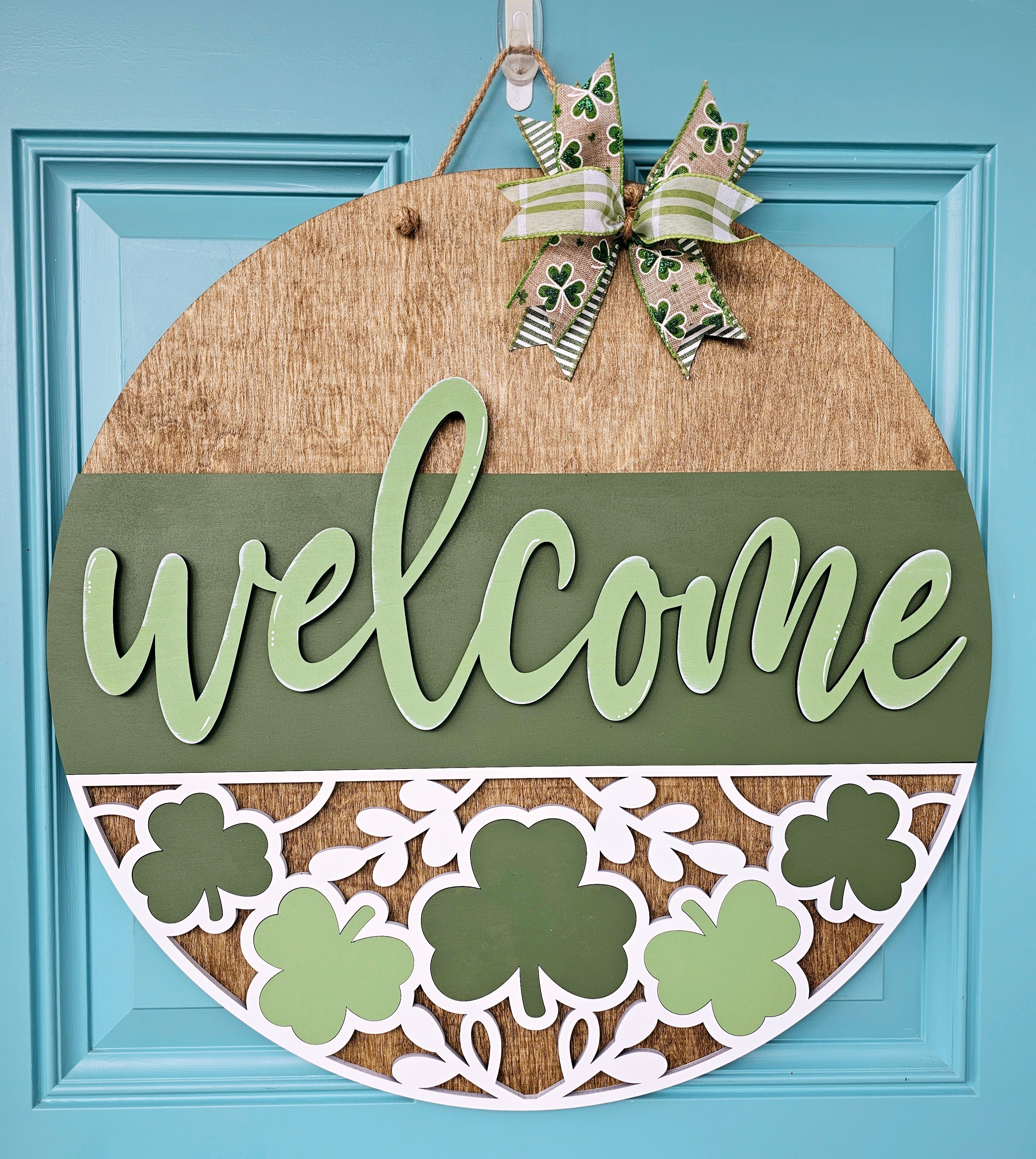 Welcome Clover Door Hanger-wholesale – Teal Moon Creations