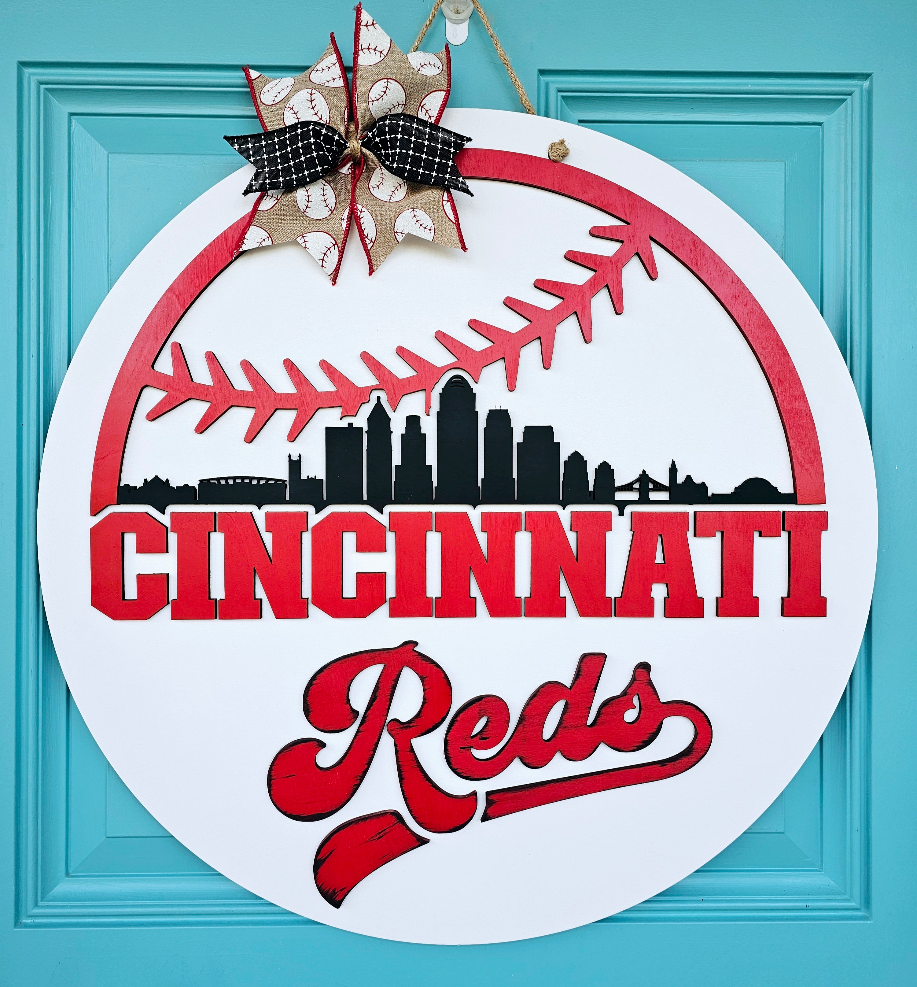 Cincinnati Reds Door Hanger – Teal Moon Creations