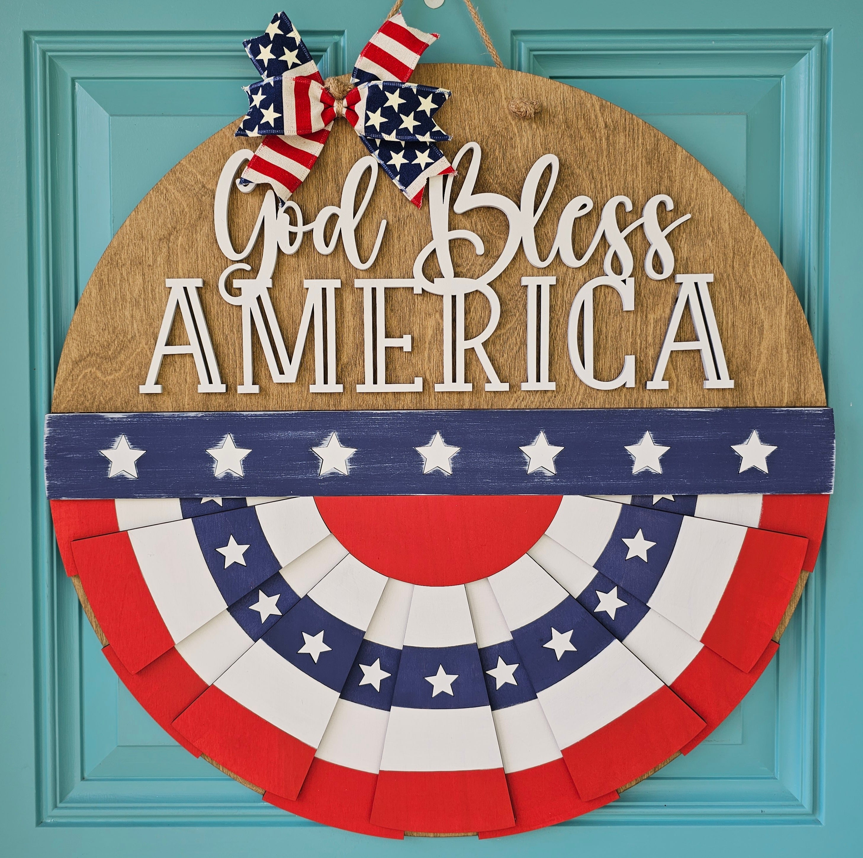 God Bless America Patriotic Bunting Door Hanger-wholesale – Teal Moon ...