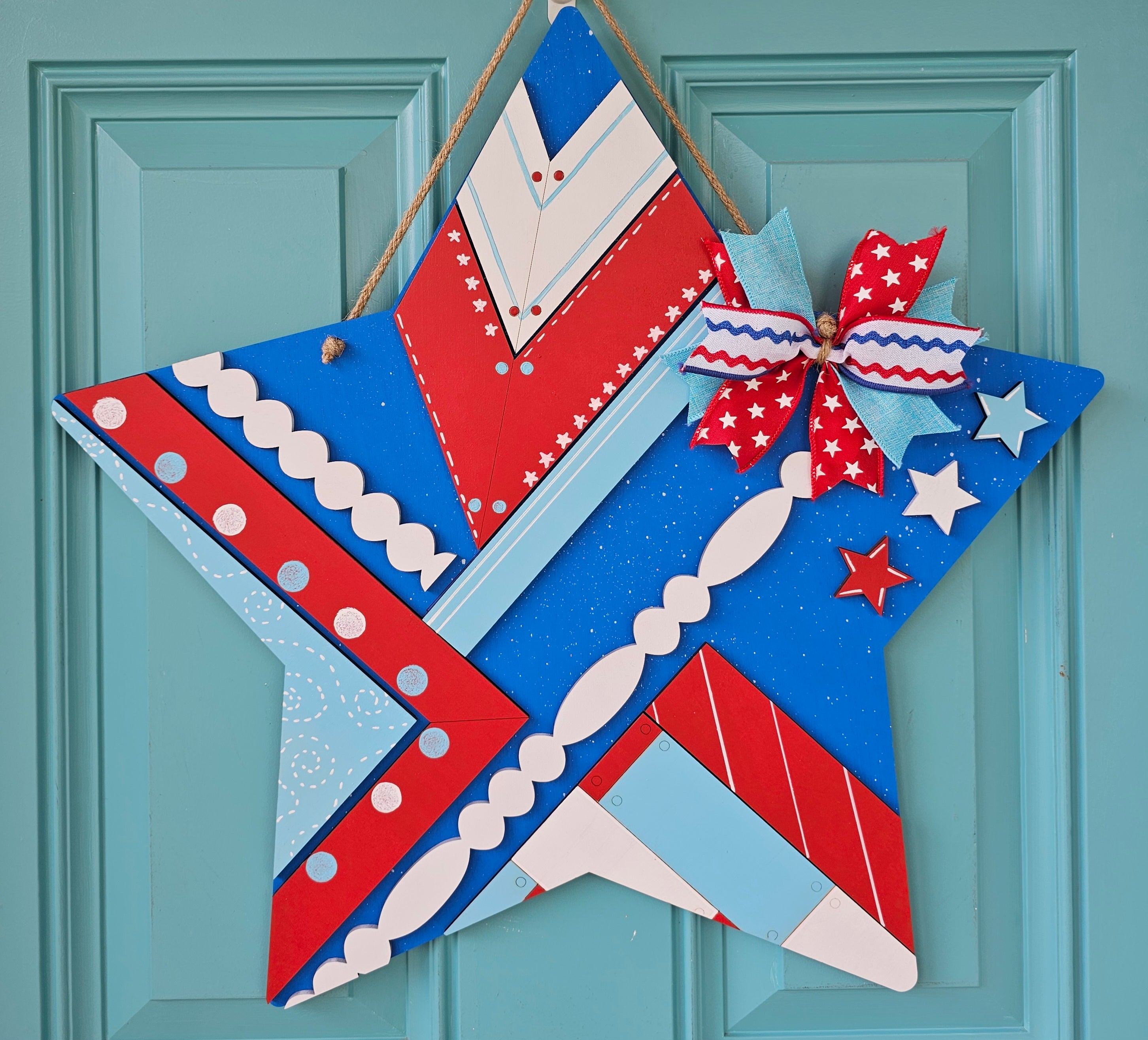 Patriotic Star Door Hanger – Teal Moon Creations