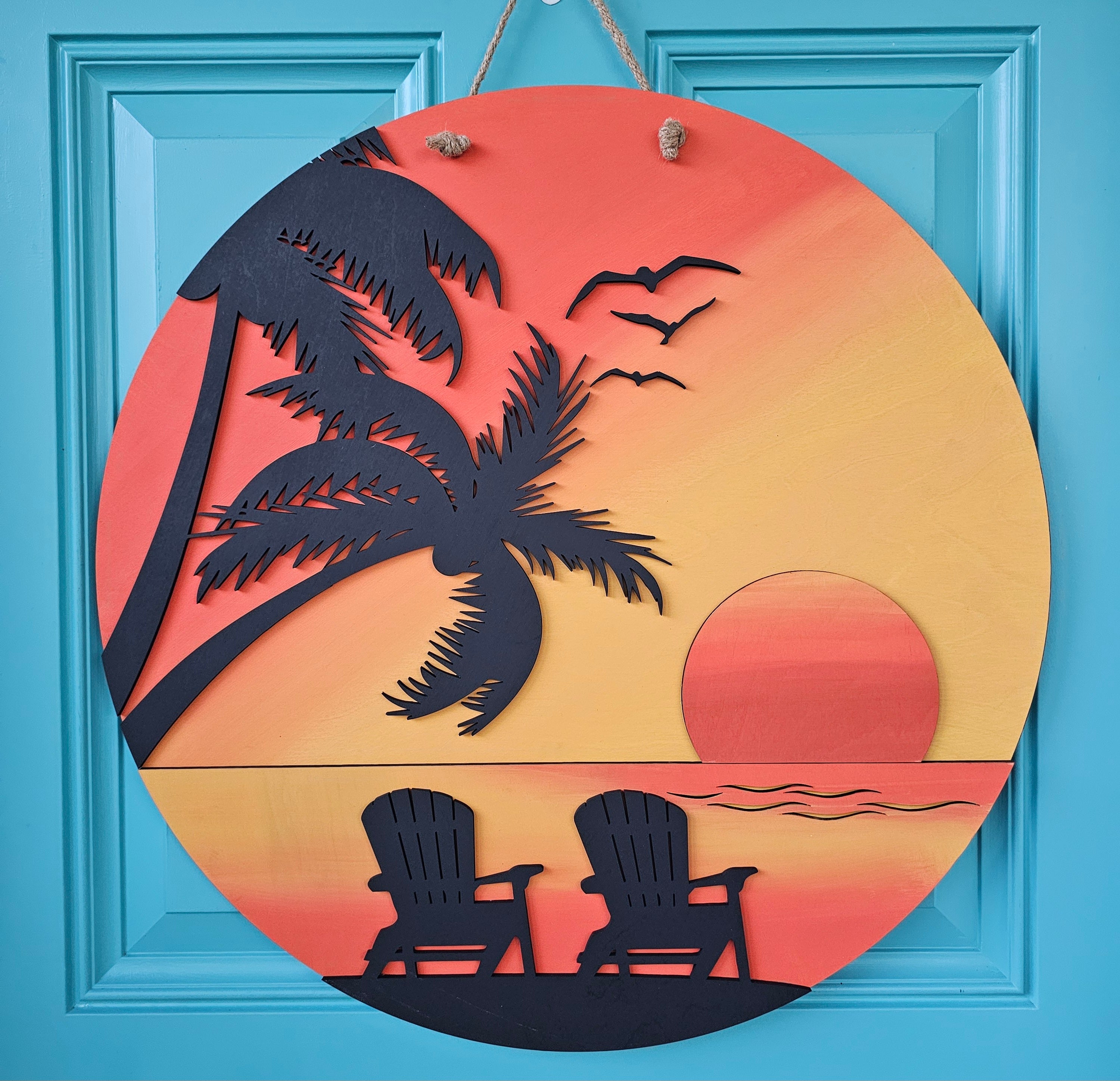 Beachy Sunset Door Hanger – Teal Moon Creations