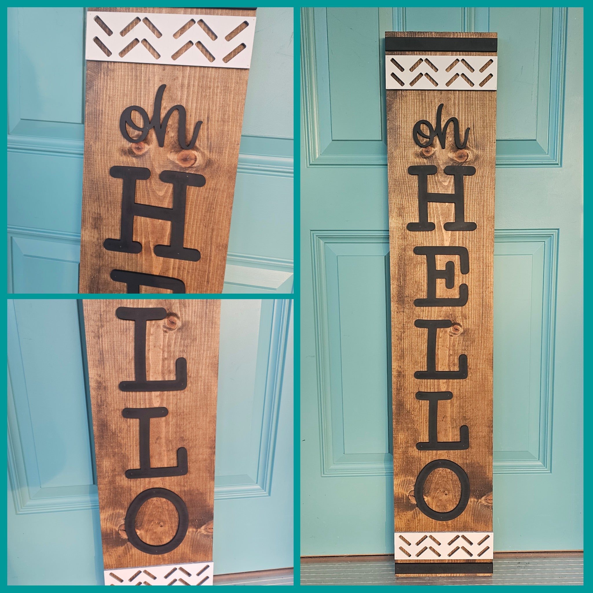 Oh Hello Chevron Porch Leaner – Teal Moon Creations
