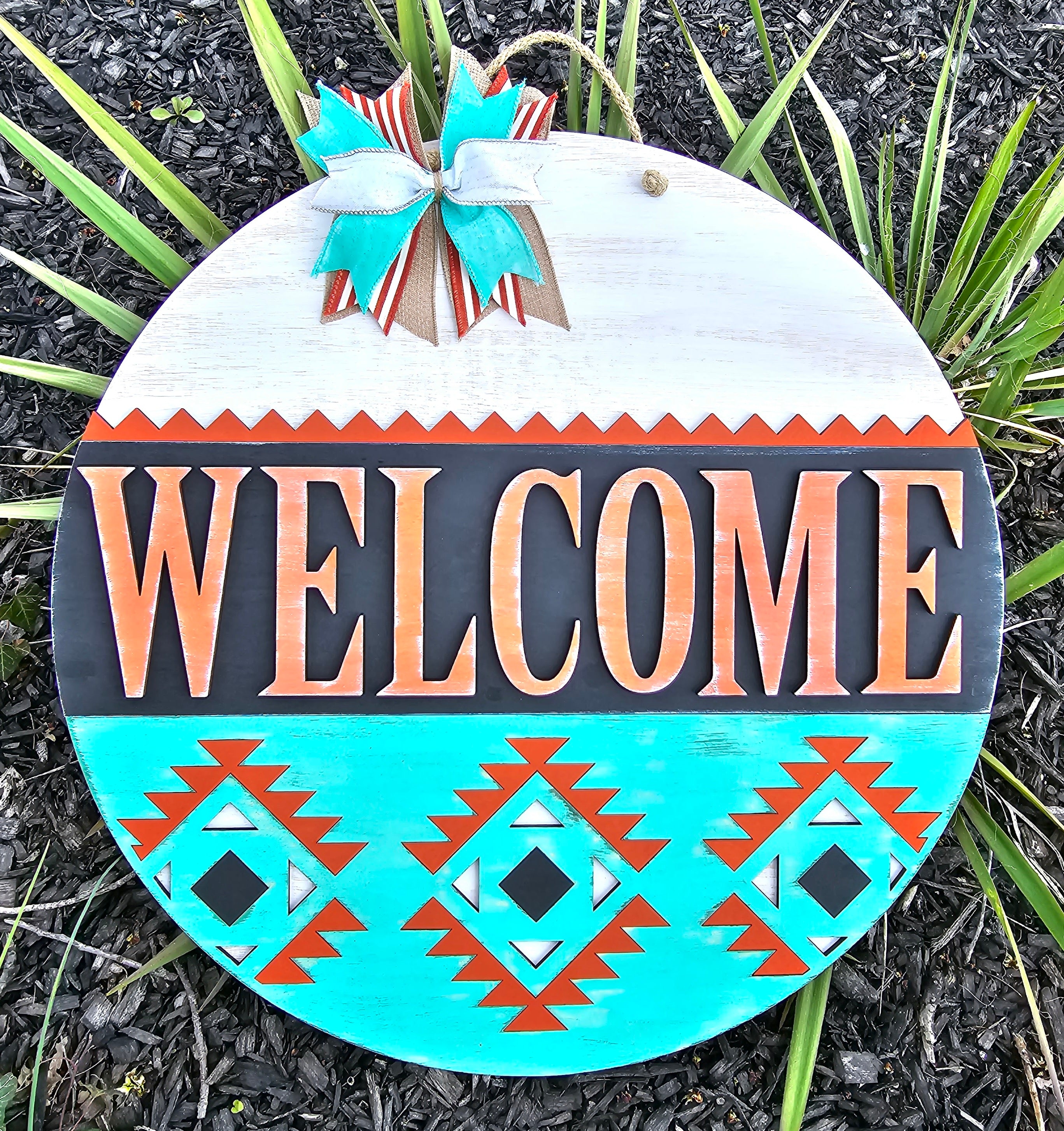 Welcome Aztec Door Hanger – Teal Moon Creations