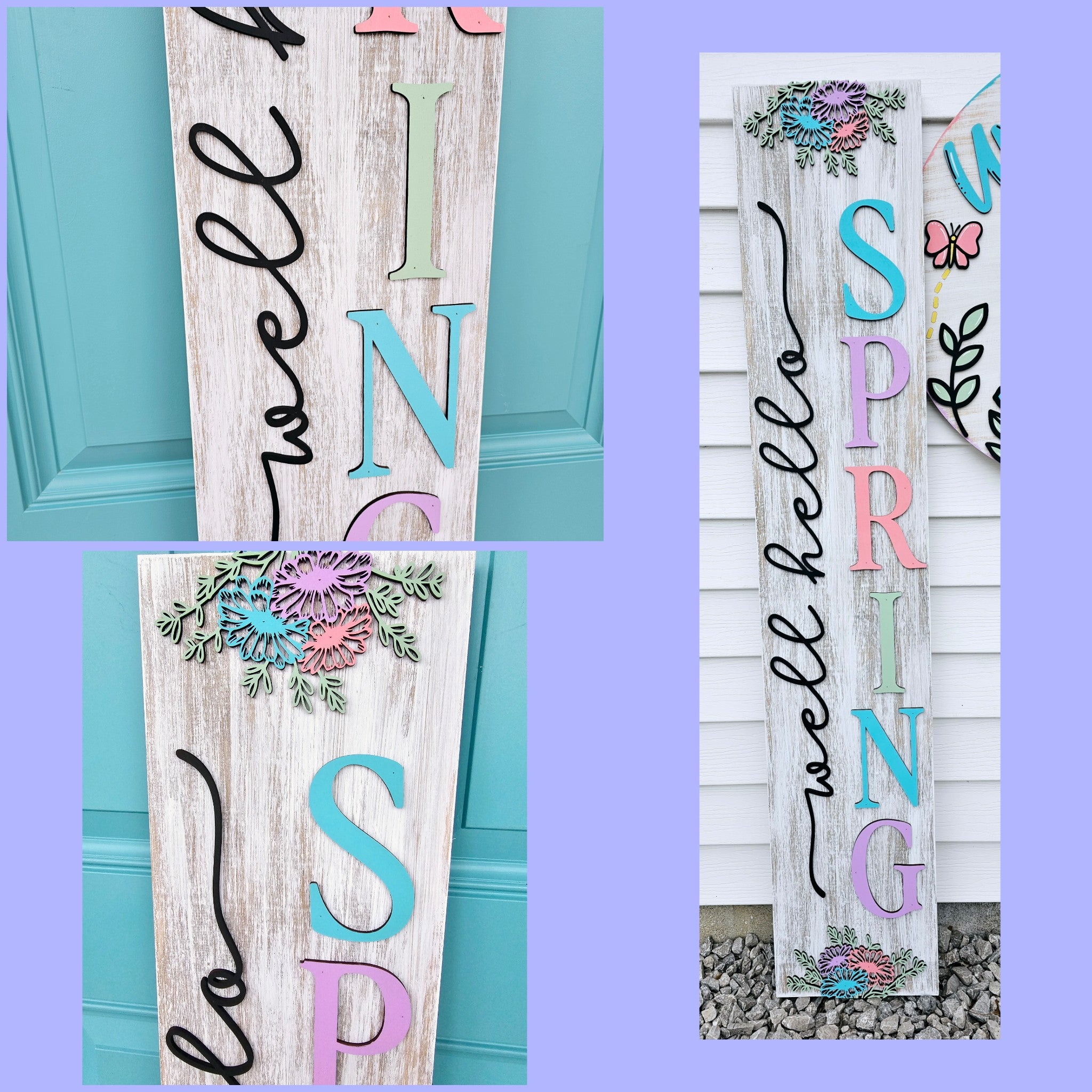 Well Hello Spring Porch Leaner – Teal Moon Creations
