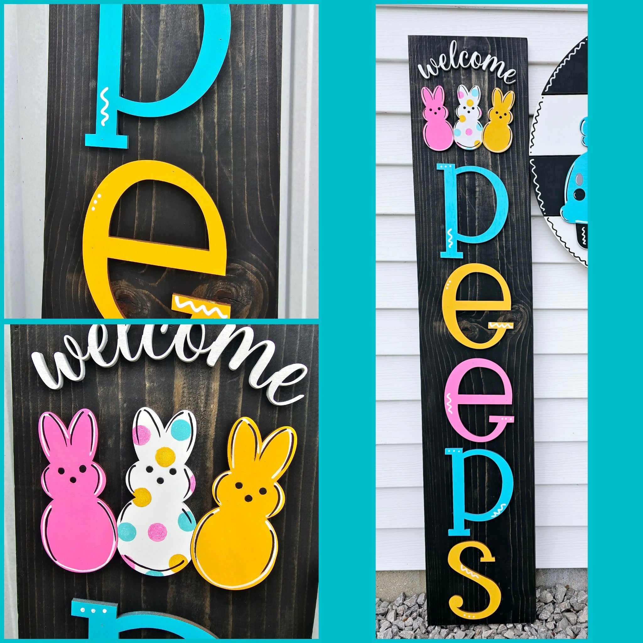 Welcome Peeps Porch Leaner – Teal Moon Creations